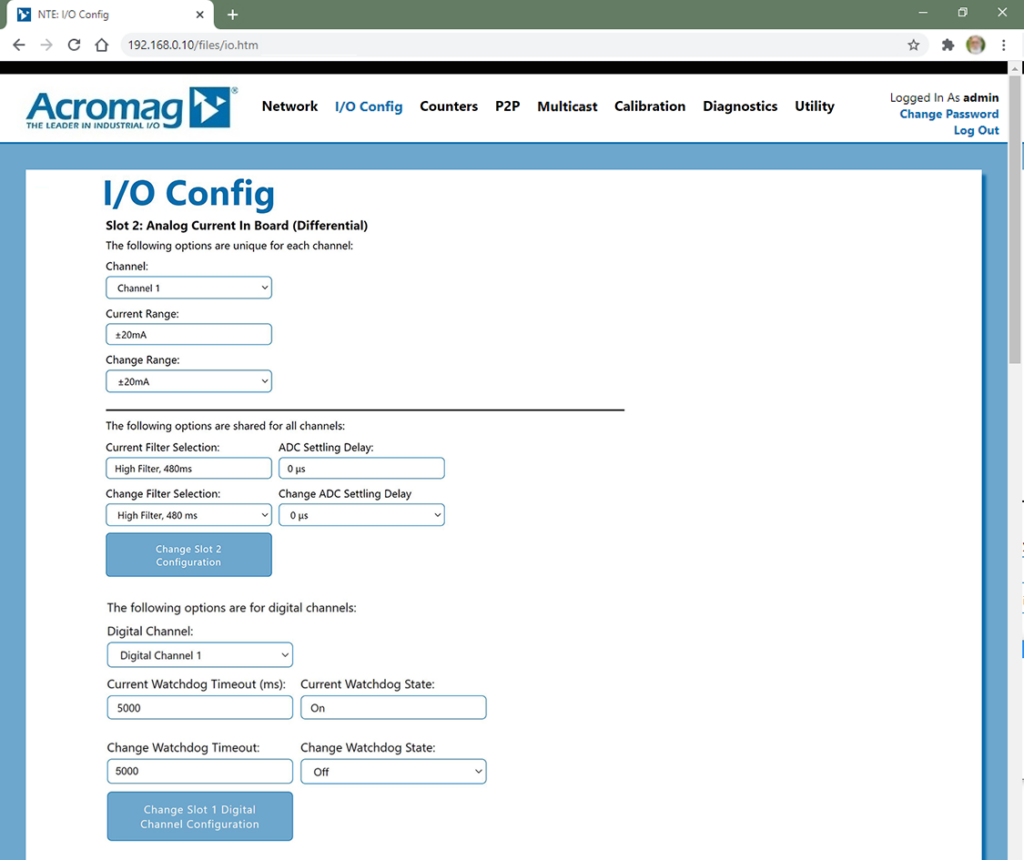 NT2210 Ethernet analog module, current inputs, discrete I/O | Acromag